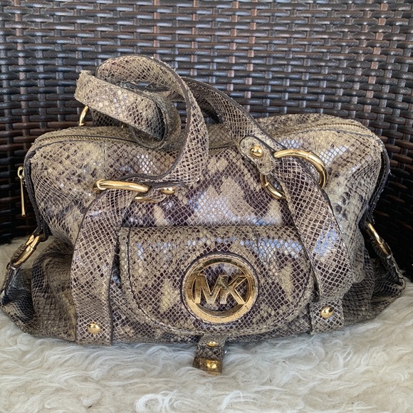 MICHAEL Michael Kors | Bags | Michael Kors Python Snakeskin Logo Side ...